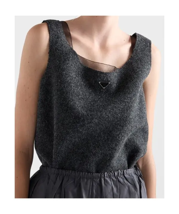 Prada Shetland Wool Top - Bituminous Ash Free