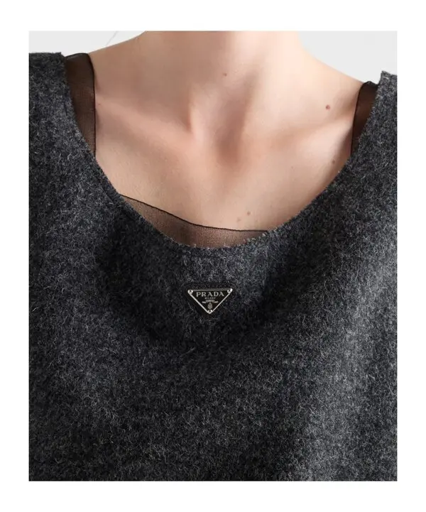 Prada Shetland Wool Top - Bituminous Ash Free