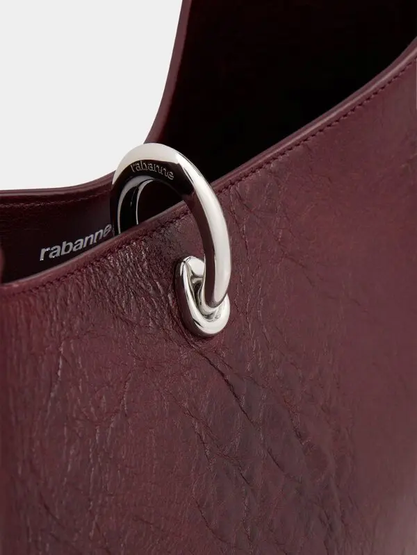 Rabanne Leather Tote Bag With Silver-tone Ring Details - Wine Red