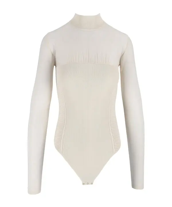 Elisabetta Franchi Ribbed Long-sleeve Bodysuit - White