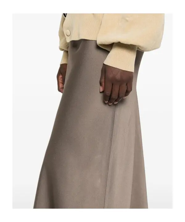 Fabiana Filippi Satin A-line Maxi Skirt - Brown