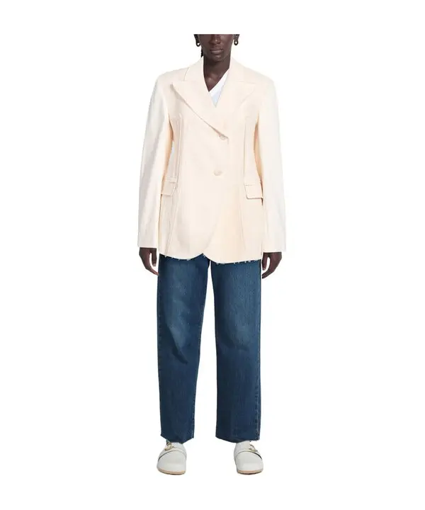 Sportmax Denim Single-breasted Blazer With Lace-up Detail - Beige