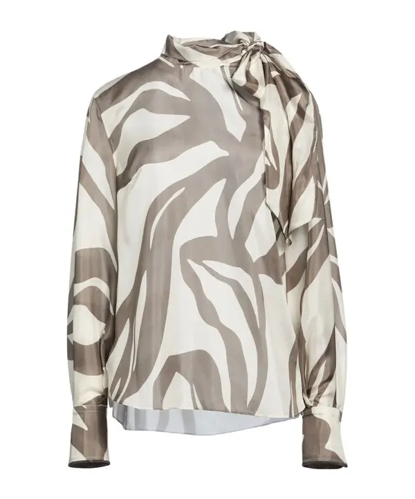 Brunello Cucinelli Twotone Bow Satin Shirt