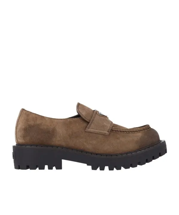 Prada Aged Suede Loafers