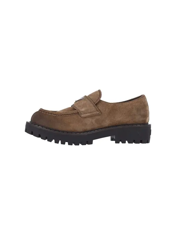 Prada Aged Suede Loafers