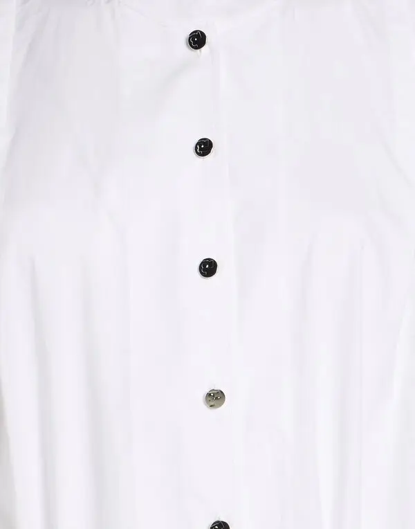Tory Burch Solid Color Poplin Shirtdress With Mandarin Collar And Drawstring Waist