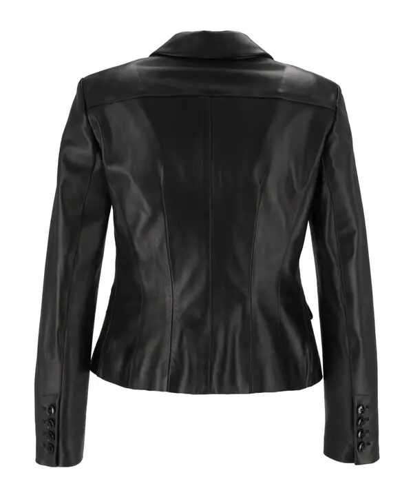 Elisabetta Franchi Logo Detailed Leather Jacket