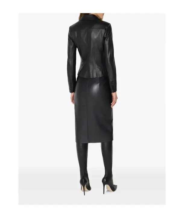 Elisabetta Franchi Logo Detailed Leather Jacket