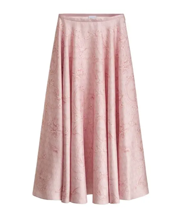 Dior Midi-length Flared Skirt With Médaillon Logo - Pink