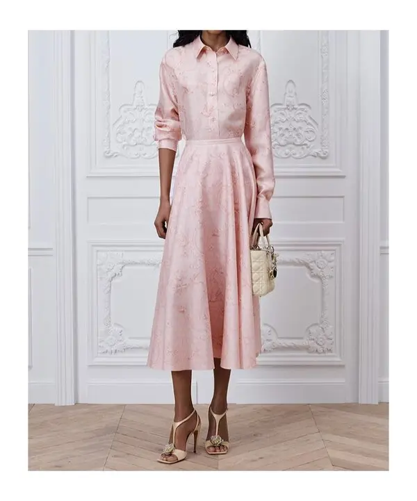 Dior Midi-length Flared Skirt With Médaillon Logo - Pink