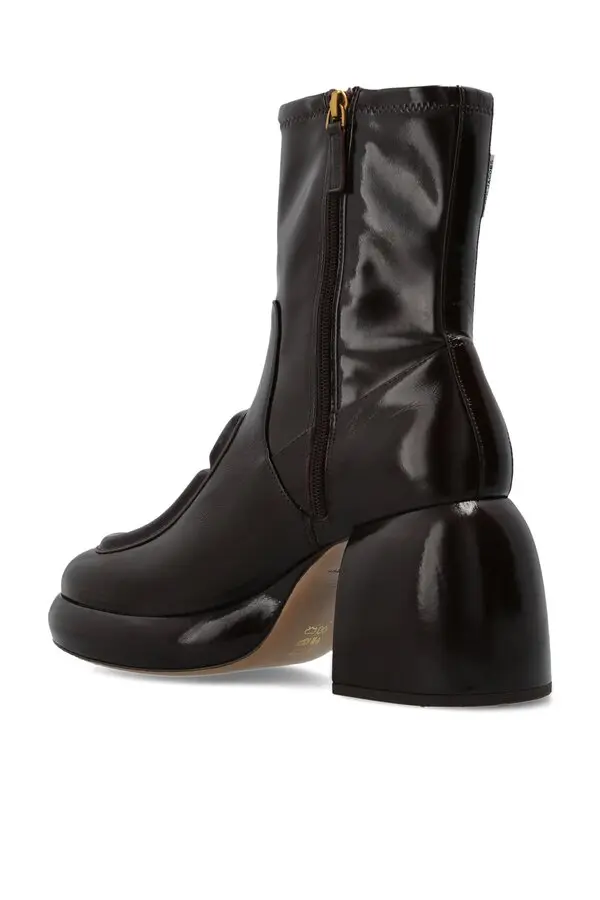 Marc Jacobs Round Toe Zip Up Boots - Brown