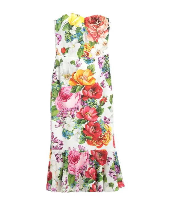 Dolce & Gabbana Floral Print Sleeveless Deep Neckline Dress