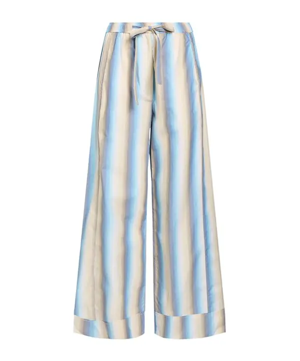 GANNI Striped Cotton Sleep Pants - Blue