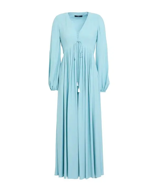 Max Mara Long Sleeve Ruched Maxi Dress
