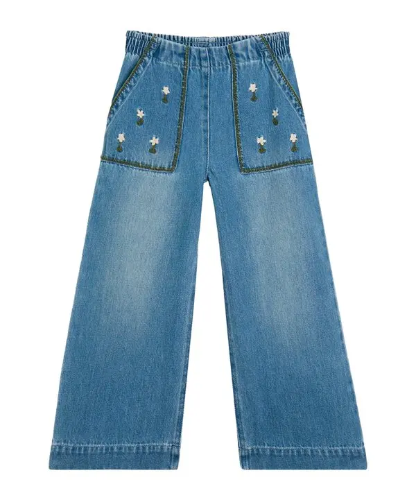 Stella McCartney Wide-leg Jeans With Floral Embroidery