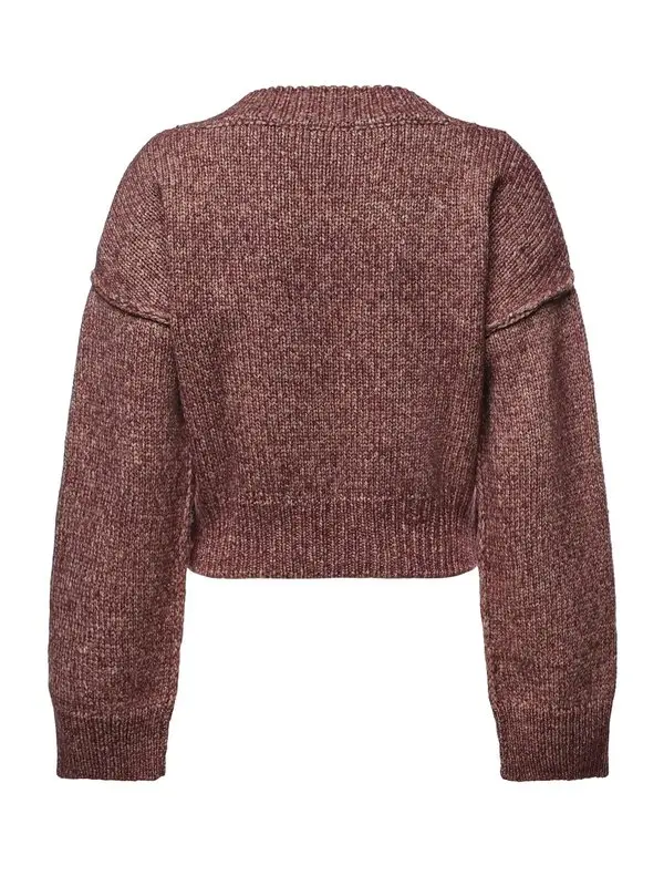 ROTATE BY BIRGER CHRISTENSEN Cropped V-neck Knitted Sweater