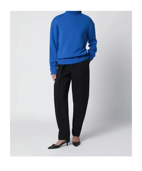 THE FRANKIE SHOP Turtleneck Sweater With Shoulder Pads And Long Sleeves - Blue