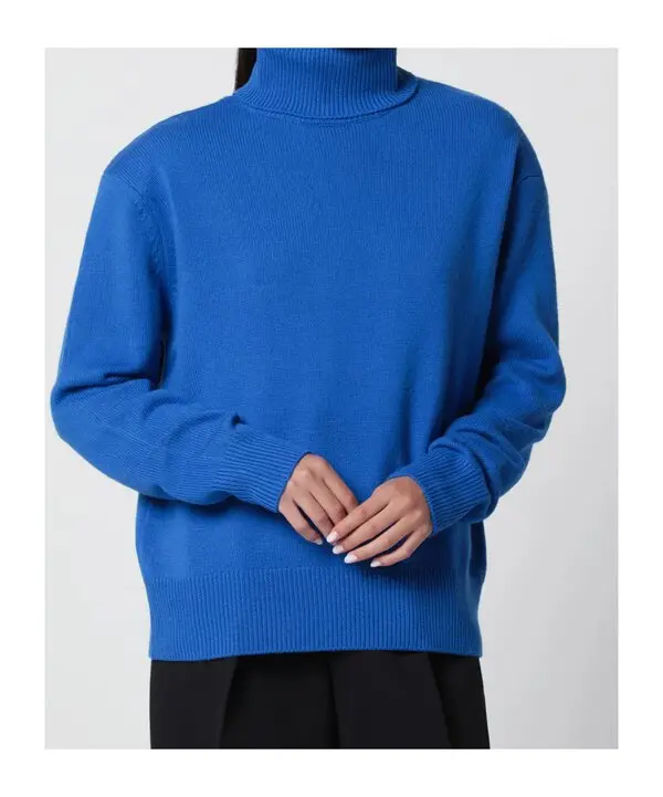 THE FRANKIE SHOP Turtleneck Sweater With Shoulder Pads And Long Sleeves - Blue