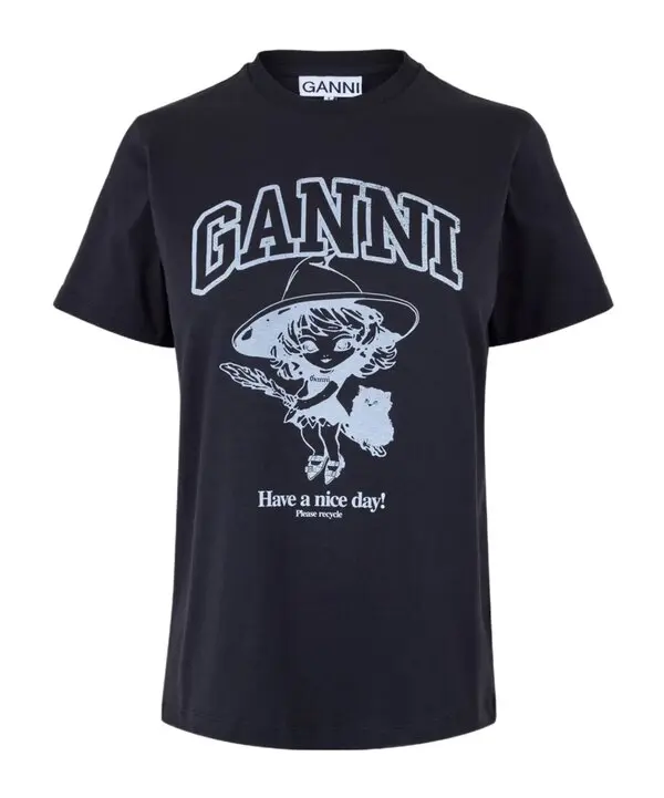 GANNI Graphic T-shirt - Black