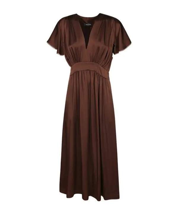 Fabiana Filippi V-neck Short-sleeve Maxi Dress - Brown