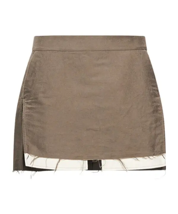 Rick Owens Zipper Skirt With Raw Edge Details - Gray
