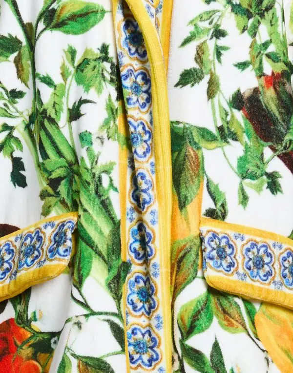 Dolce & Gabbana Printed Terrycloth Hooded Robe