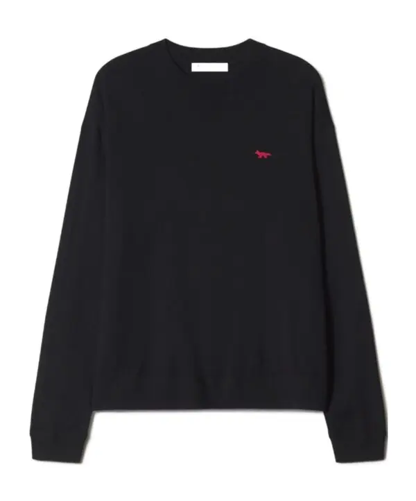 Maison Kitsuné Red Profile Fox Merino Wool Jumper - Black
