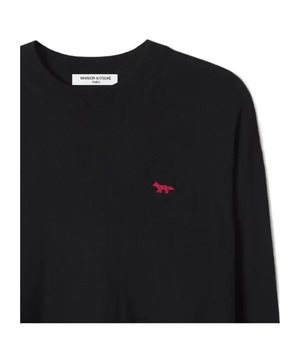 Maison Kitsuné Red Profile Fox Merino Wool Jumper - Black
