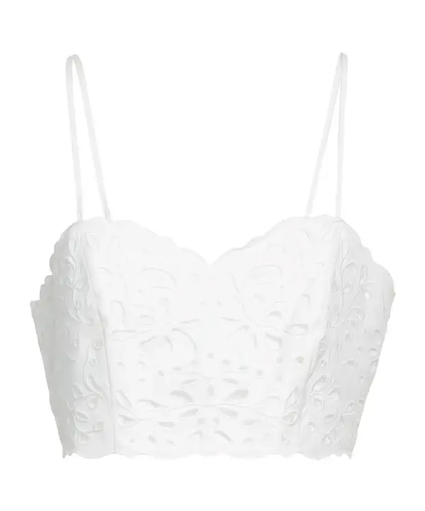 Chloé Cropped Sweetheart Neckline Lace Top
