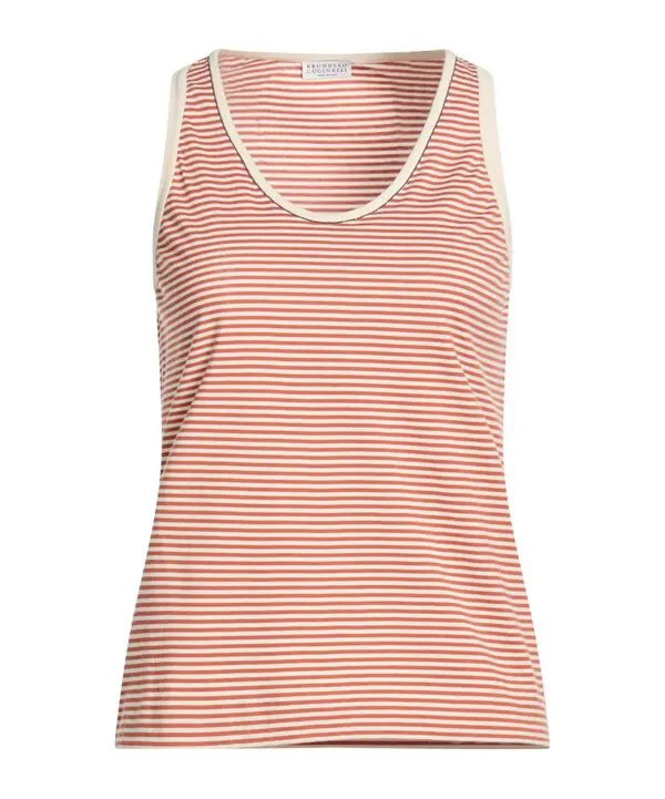 Brunello Cucinelli Striped Jersey Sleeveless Crewneck Vest