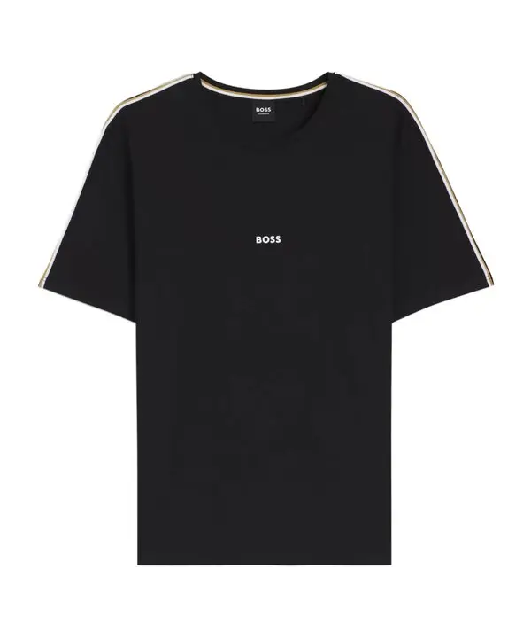 Hugo Boss Stretch-cotton Pyjama Top With Signature-stripe Tape