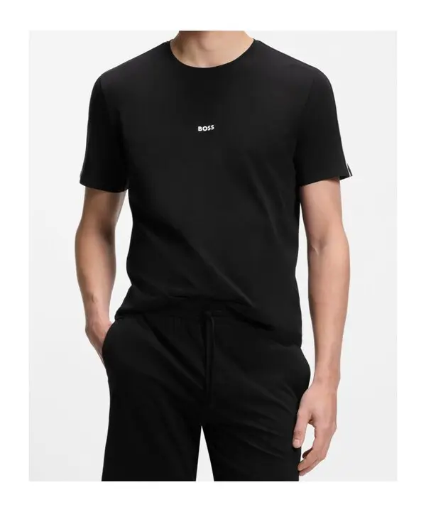 Hugo Boss Stretch-cotton Pyjama Top With Signature-stripe Tape