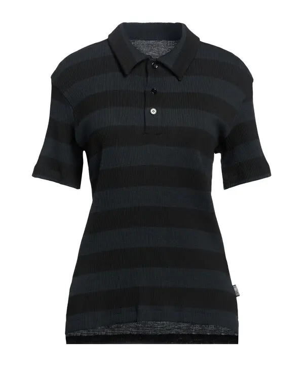 MAISON MARGIELA Striped Polo Shirts - Black
