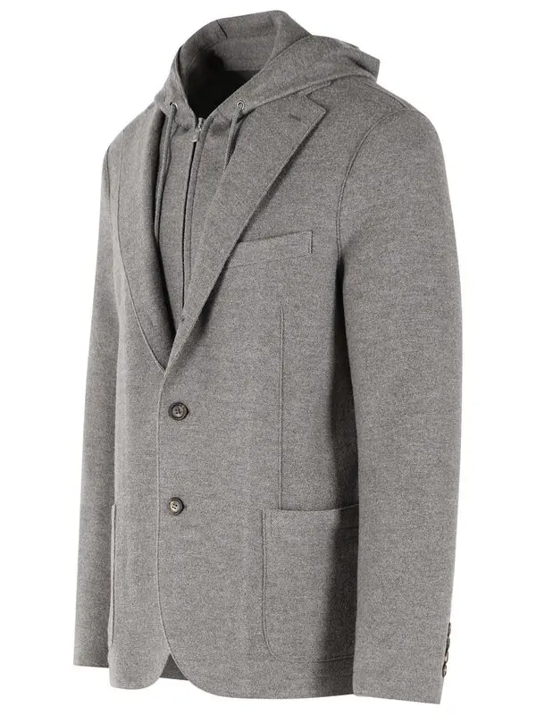 Eleventy Layered Blazer With Hood