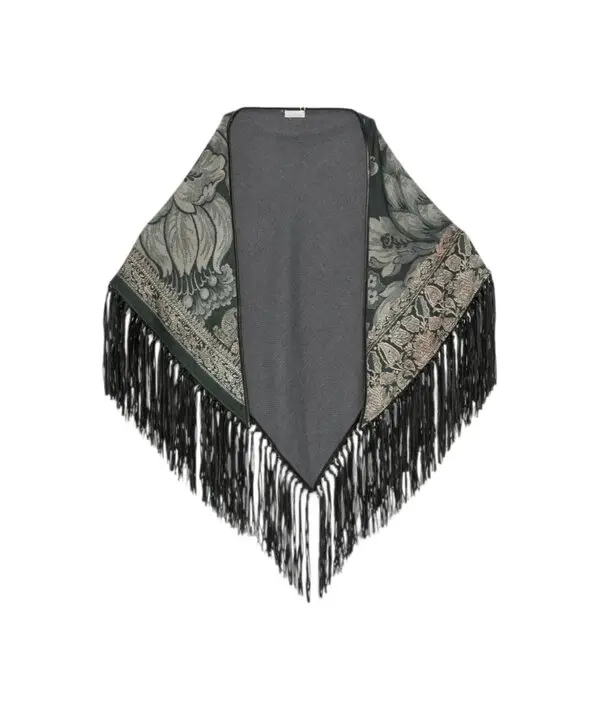 PIERRE-LOUIS MASCIA Floral-print Fringed Shawl - Black