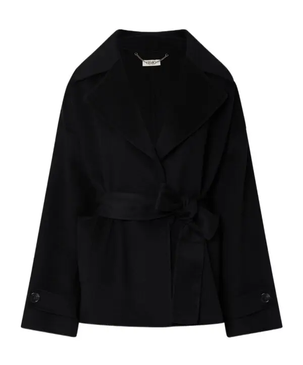 Liu Jo Cropped Wool Coat With Belted Waist