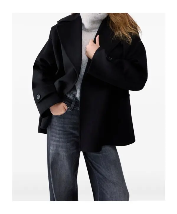 Liu Jo Cropped Wool Coat With Belted Waist