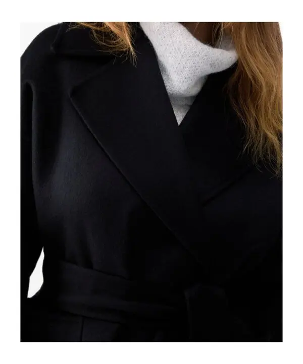 Liu Jo Cropped Wool Coat With Belted Waist