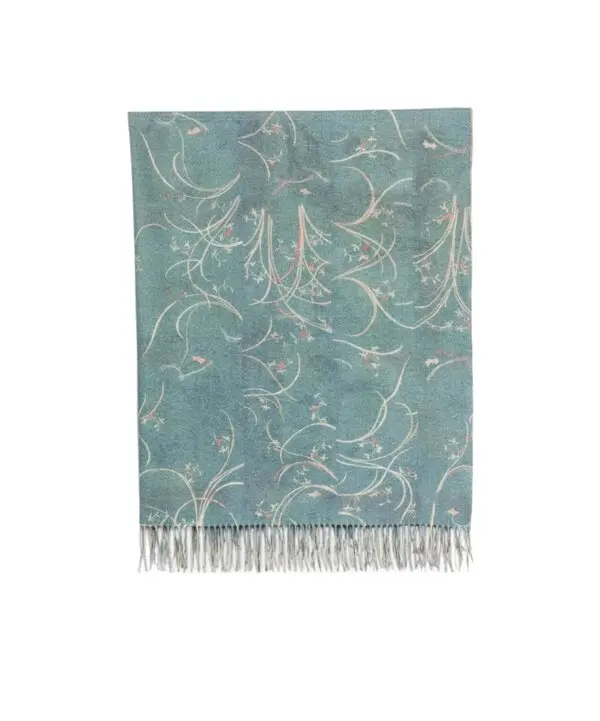 PIERRE-LOUIS MASCIA Floral-print Fringed Scarf - Light Blue