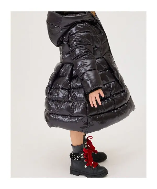 Monnalisa Hooded Quilted Jacket With Logo Detail