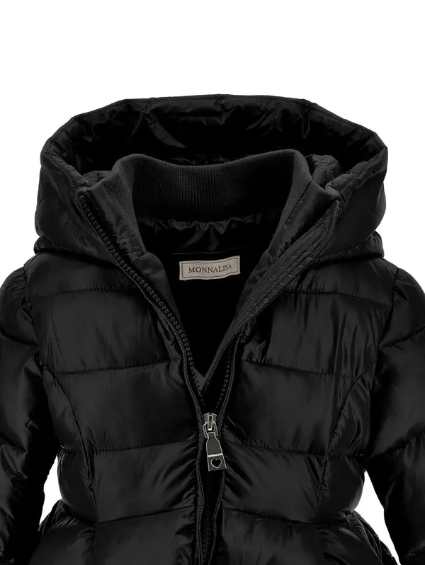 Monnalisa Hooded Quilted Jacket With Logo Detail