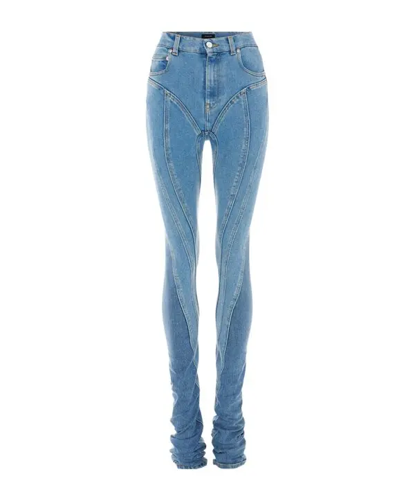 MUGLER Embossed Patch Denim Trousers