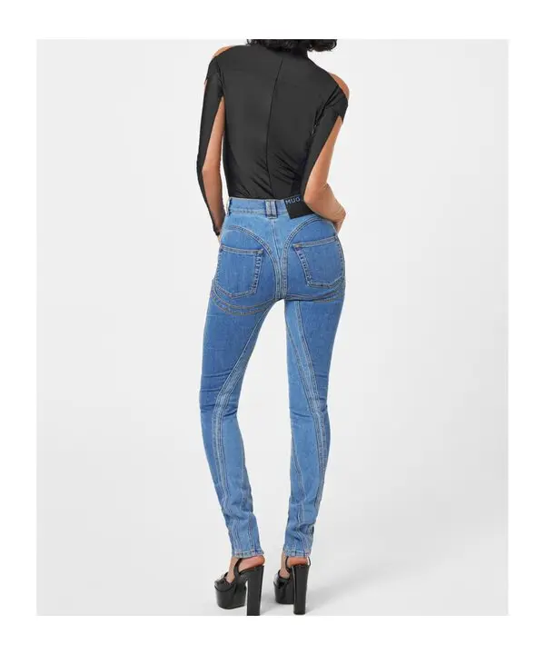 MUGLER Embossed Patch Denim Trousers