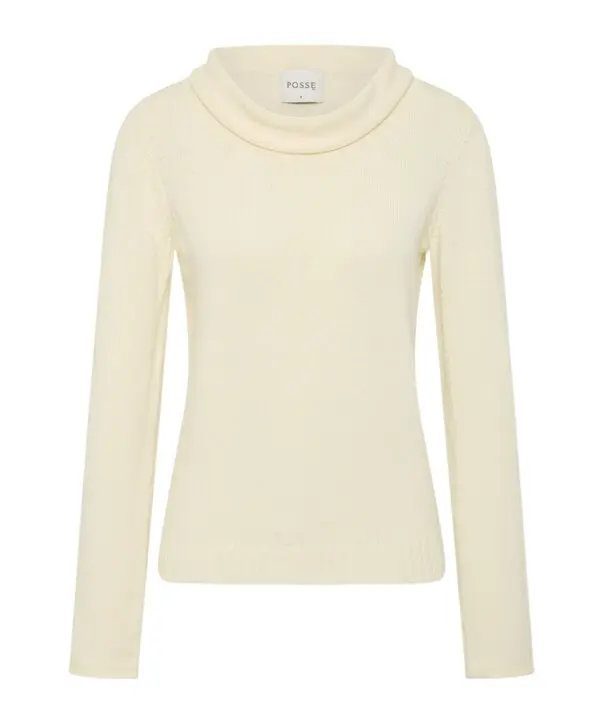 Posse Long Sleeve Knitwear With Rolled Collar - Ivory
