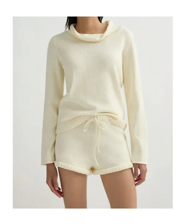 Posse Long Sleeve Knitwear With Rolled Collar - Ivory