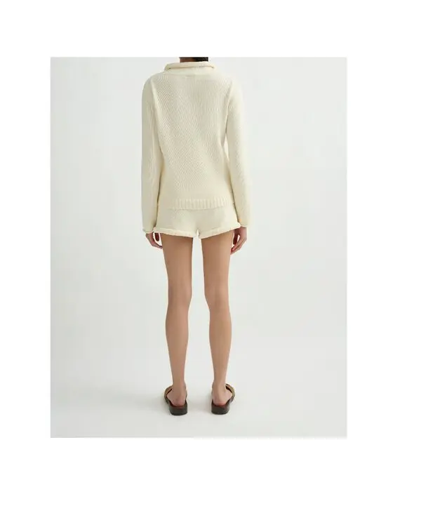 Posse Long Sleeve Knitwear With Rolled Collar - Ivory