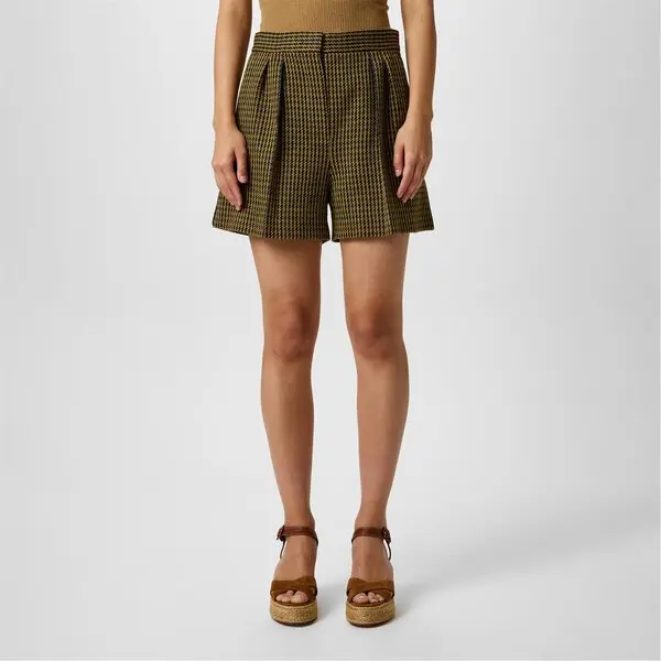 Max Mara Houndstooth Pleated Shorts