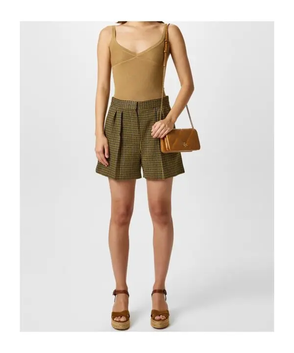 Max Mara Houndstooth Pleated Shorts