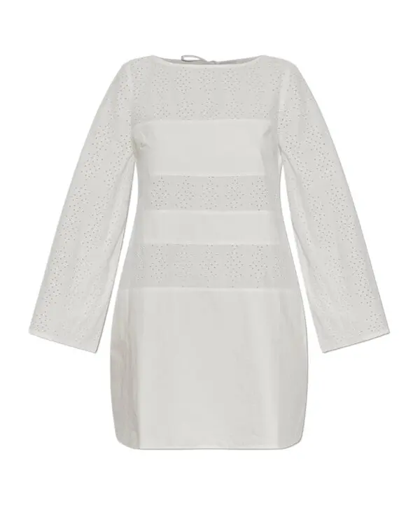 Posse Long-sleeved Eyelet Mini Dress