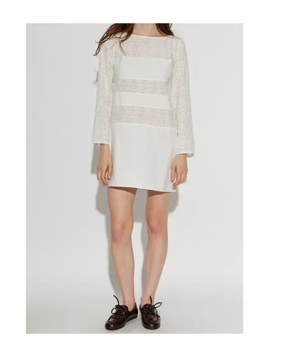 Posse Long-sleeved Eyelet Mini Dress